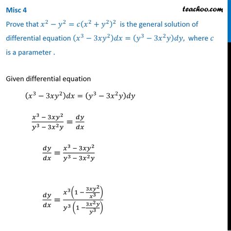 misc 4 prove x2 y2 c x2 y2 2 is general solution of