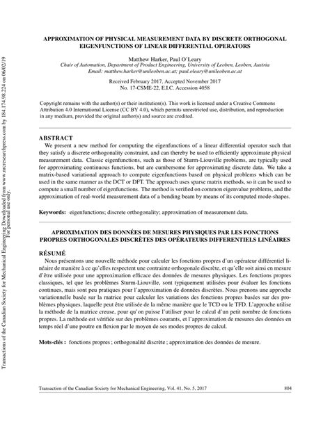 pdf approximation of physical measurement data by discrete orthogonal eigenfunctions of linear