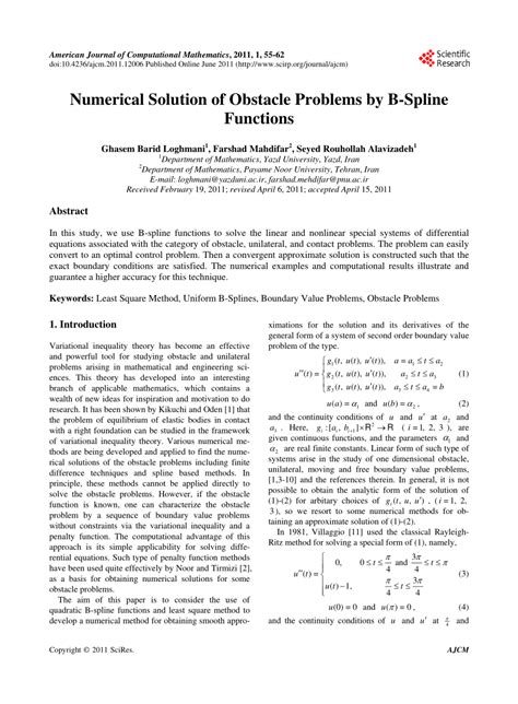 pdf numerical solution of obstacle problems by b spline functions