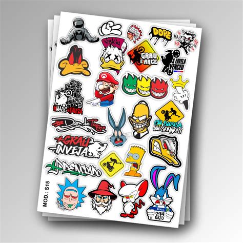 Cartela De Adesivos S Para Carro Moto Ou Bike Sticker Notebook