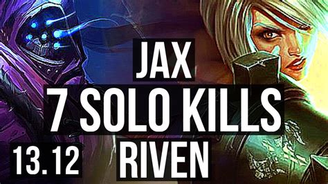 JAX Vs RIVEN TOP 3 0M Mastery 7 Solo Kills 500 Games Dominating