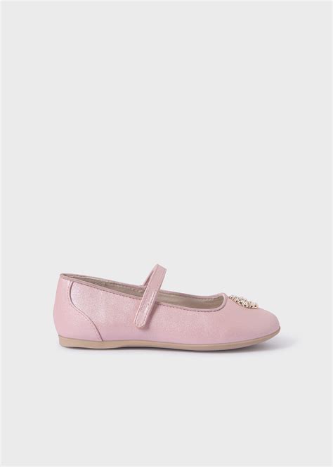 Ballerine con strass soletta pelle sostenibile bambina Rosa metálico