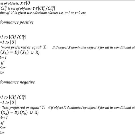 pseudocode dominance positive and dominance negative download scientific diagram