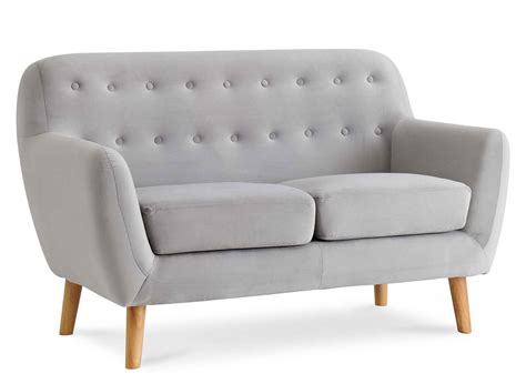 Ensemble Canape Scandinave 3 2 1 Places Tissu Velours Gris Viky