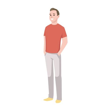 Cool Man Character Standing With Hands On Pocket Illustration Isolated