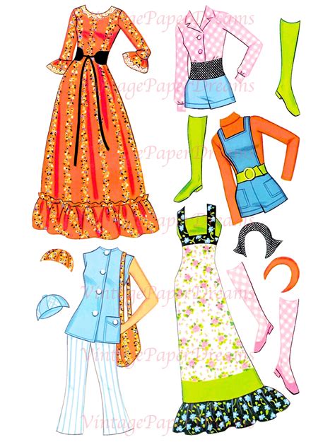 Vintage Paper Doll Printable Pdf Malibu Pj Paper Doll 70s 1970s Paper Doll Digital Download 115