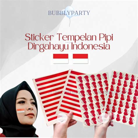 Jual Sticker Tempelan Pipi Bendera Merah Putih Kemerdekaan Dirgahayu