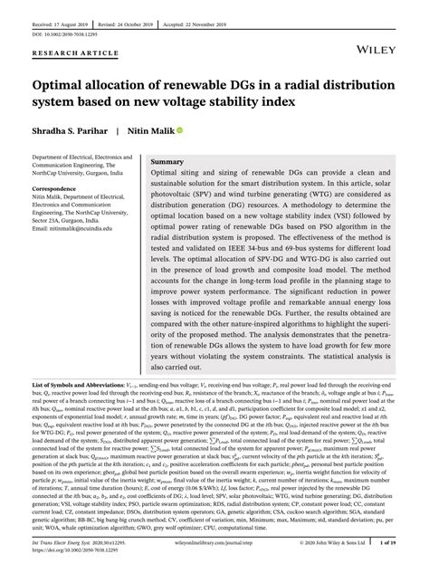 optimal allocation of renewable dgs in a radial distribution system based on new voltage