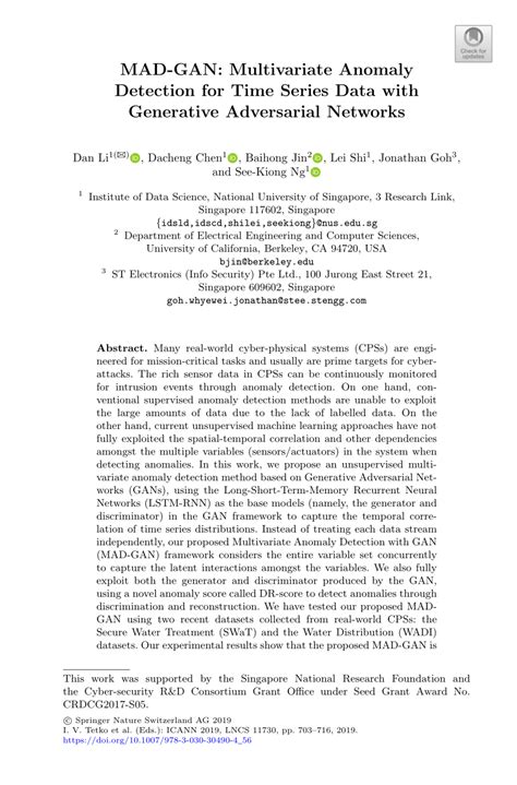 pdf mad gan multivariate anomaly detection for time series data with generative adversarial