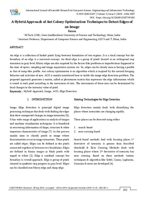 pdf a hybrid approach of ant colony optimization technique to detect edges of an image