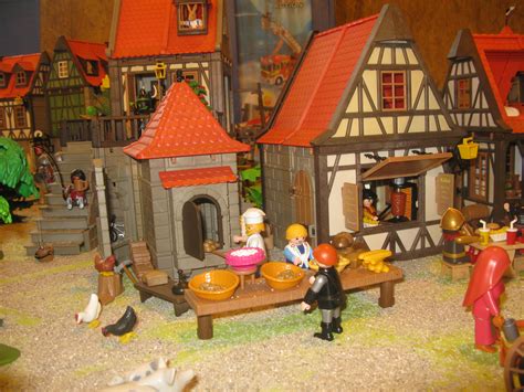 Diorama Playmobil scène village moyen age médiéval chateau fort