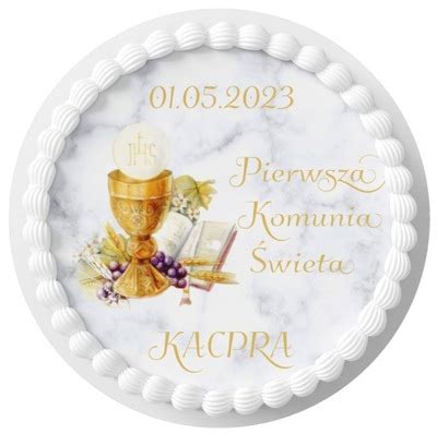 Opłatek na tort KOMUNIJNY okrąg napis KOMUNIA 13381879687 oficjalne