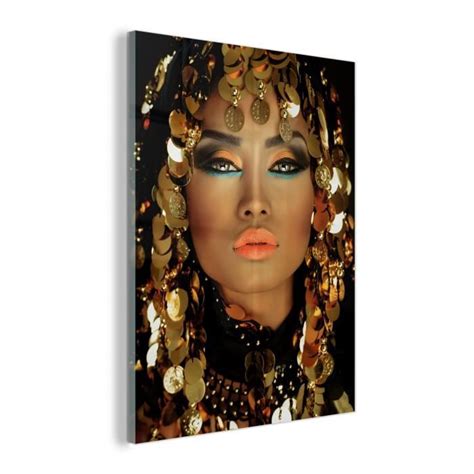 Tableau Toile MuchoWow Portrait 90x120 cm Femme Cléopâtre Or