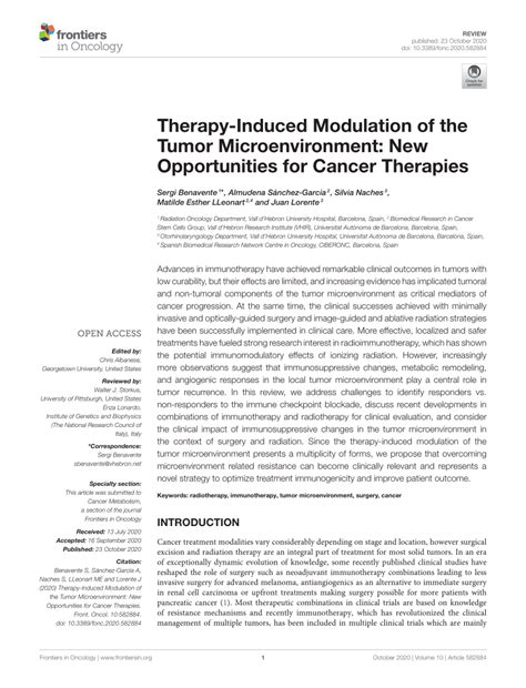 PDF Therapy Induced Modulation Of The Tumor Microenvironment New