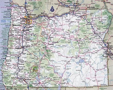 Iconic Arts Laminated 29x24 Poster Road Map Map Of Oregon 100 More