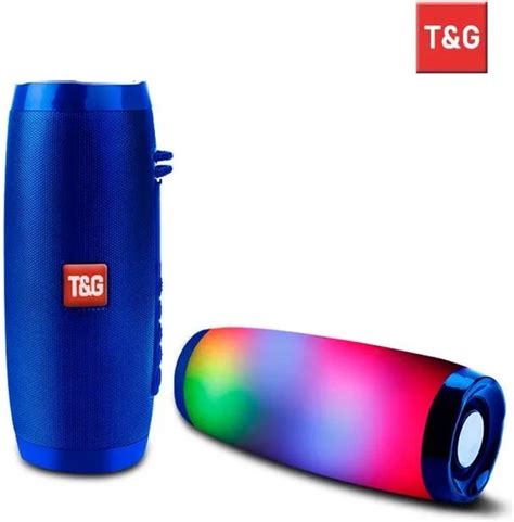 Blauwe Draagbare Bluetooth Speaker Draadloos Met Kleurrijke LED