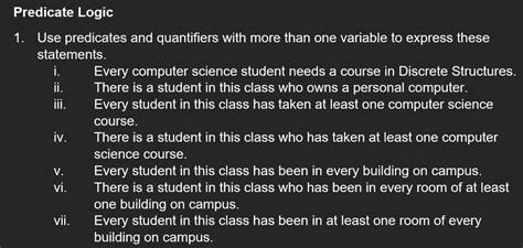 solved predicate logic 1 use predicates and quantifiers