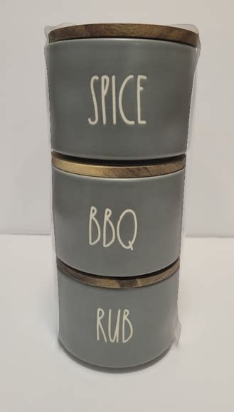 Rae Dunn Kitchen Rae Dunn Spice Bbq Rub Containers Gray Approx