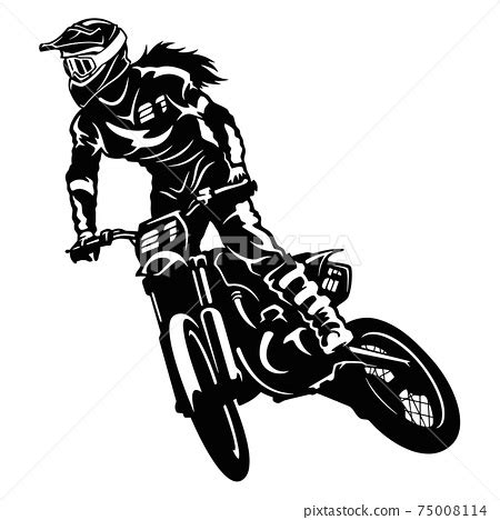 Sexy Girl And Motocross Motorcycle Enduro Stock Illustration