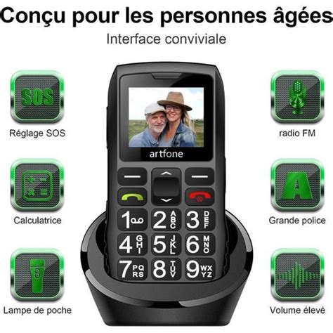 Artfone C1 Téléphone Portable Senior Débloqué avec Grandes Touches
