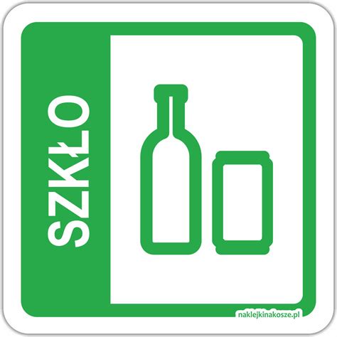 Naklejka na kosz Szkło 15 cm W5 Naklejki na kosze do segregacji śmieci