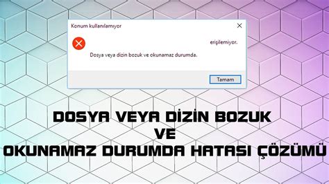 DOSYA VEYA DİZİN BOZUK VE OKUNAMAZ DURUMDA HATASI ÇÖZÜMÜ YouTube