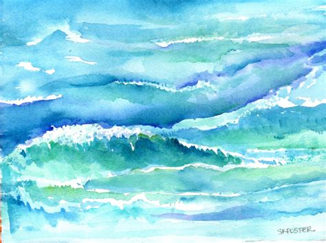 Original Ocean Waves Watercolor 5 X 7 Inches
