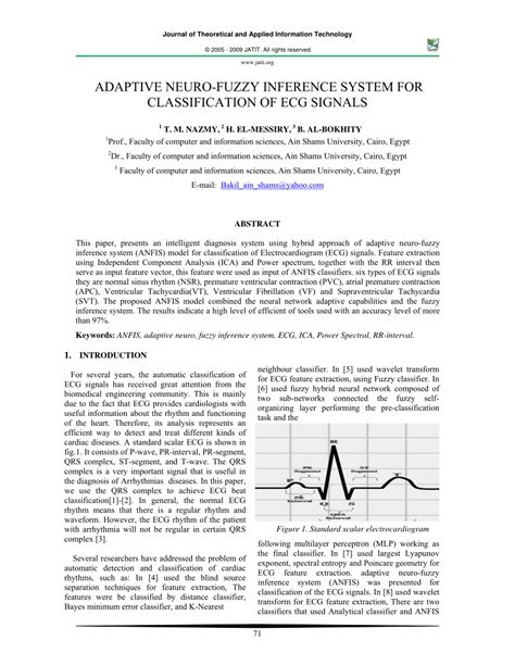 pdf adaptive neuro fuzzy inference system for classification of ecg signals