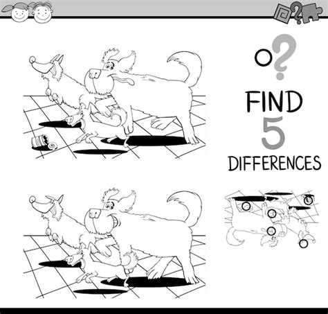 Juego De Diferencias Para Colorear Vector Premium