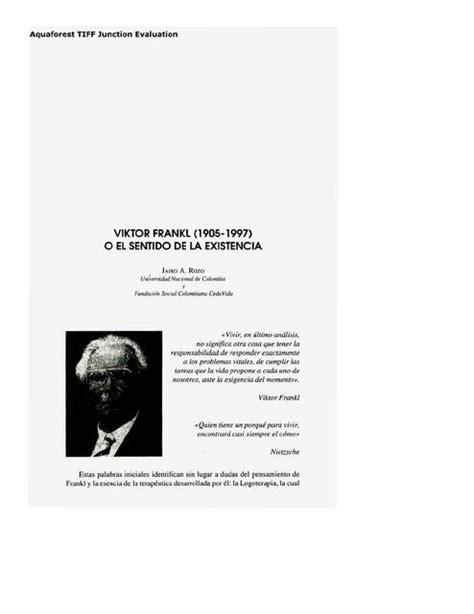 Viktor Frankl 1905 1997 O El Sentido De La Existencia Psicosymente