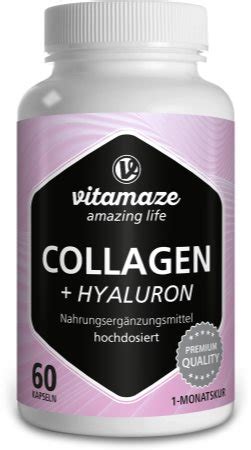 Vitamaze Kollagen 300 mg Hyaluronsäure 100 mg hochdosiert Kapseln mit