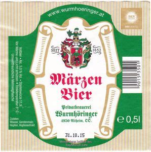 Drink Label Märzen Bier Privatbrauerei Wurmhöringer AustriaCol AT