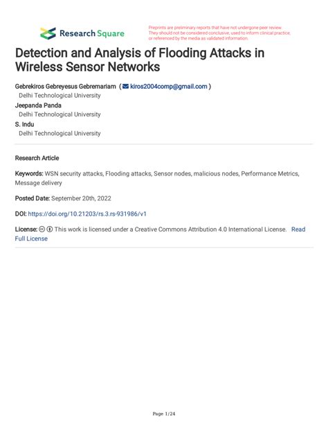 pdf detection and analysis of flooding attacks in wireless sensor networks