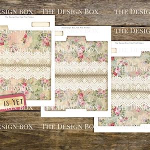 Tab File Folder Junk Journal Printable Vintage Pocket Folder Folio