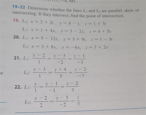 solved 19 22 determine whether the lines l1 and l2 are