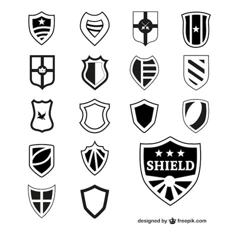 Premium Vector Black Shields Collection