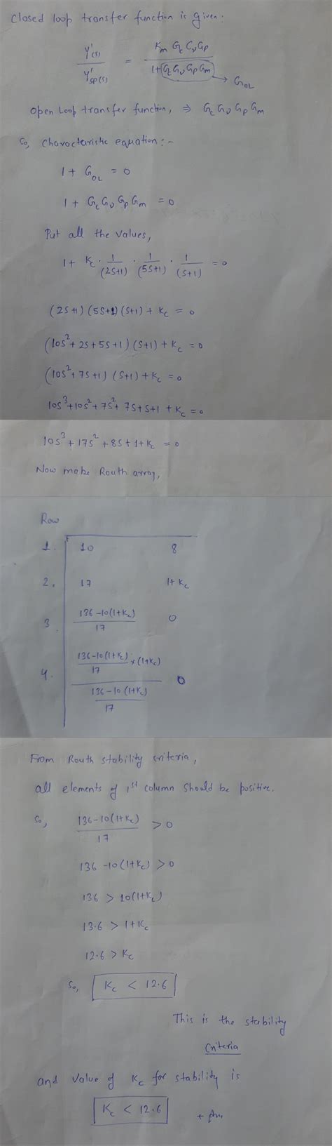 Solved A Given The Closed Loop Transfer Function For A Set Point