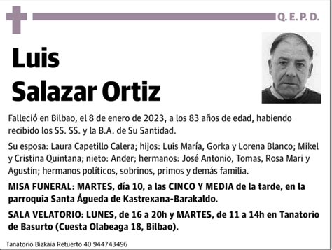 Luis Salazar Ortiz Esquela Necrológica El Correo