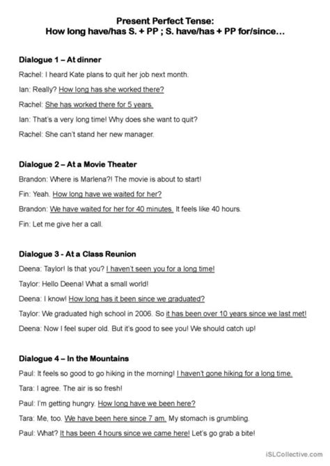 5 Present Perfect Tense FOR Or SINCE Discussion Starters