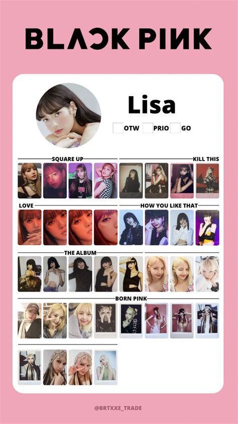 Blackpink Lisa Korean Album Photocard Template Photocard Pink Photo