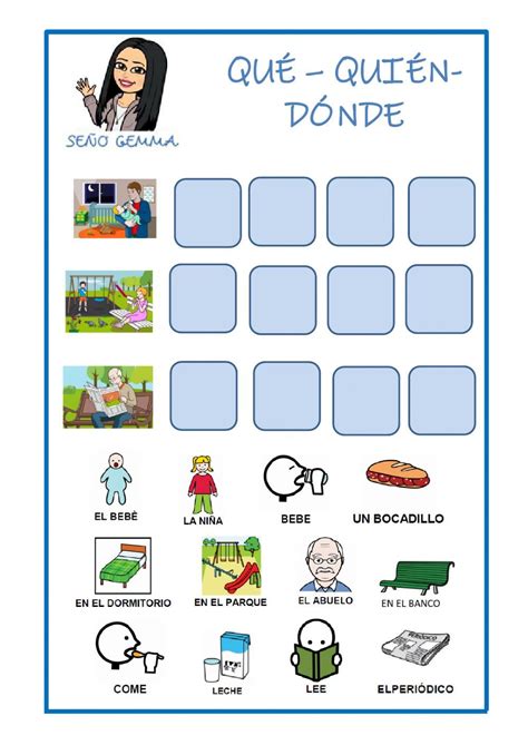Quien Que Donde Cuando Por Que Interactive Worksheet Material Images