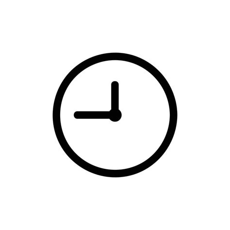 Clock Vector Icon Outline Style Isolated On White Background