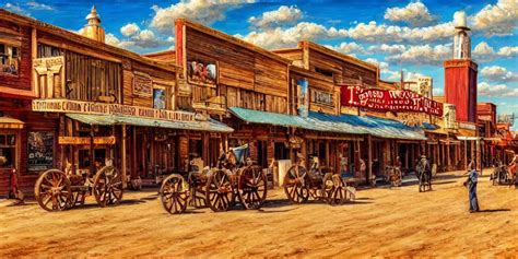 Oil Painting Of Wild West Town Western Old West Stable Diffusion