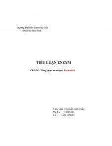 TIỂU LUẬN ENZYM Chủ Đề Tổng quan về enzym Bromelain