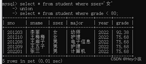 mysql数据库：联合查询、子句查询、合并查询 csdn博客