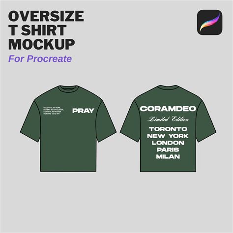 Oversize T Shirt Blank Mockup Procreate Png Template Streetwear Tech