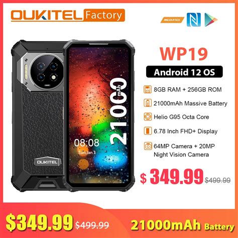 Oukitel teléfono inteligente WP19 móvil resistente con batería de