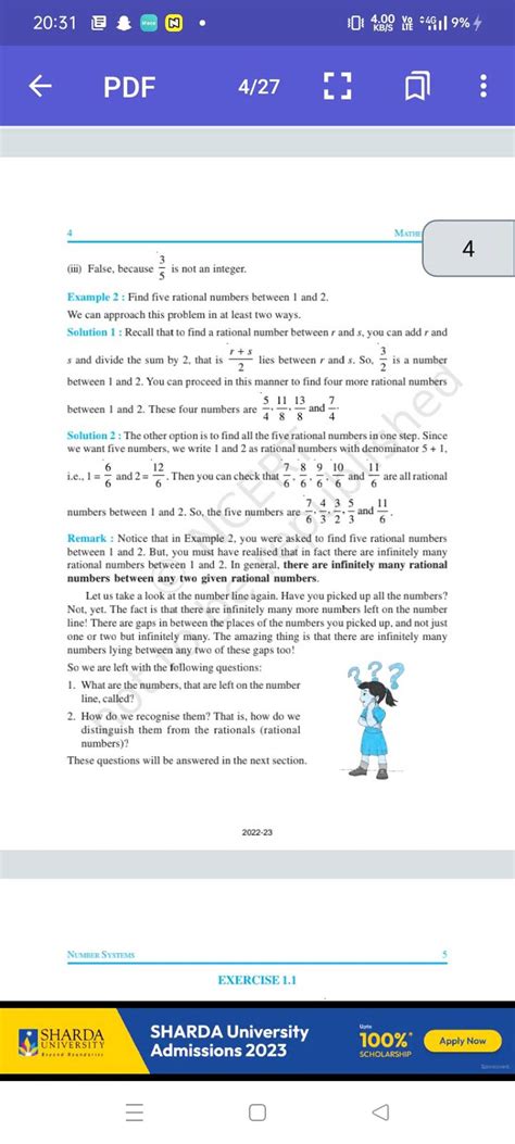 Example 2 Find Five Rational Numbers Between 1 And 2 We Can Approach T