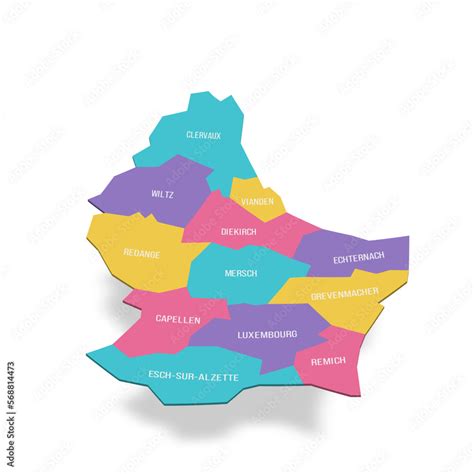 Luxembourg Political Map Of Administrative Divisions Cantons 3D