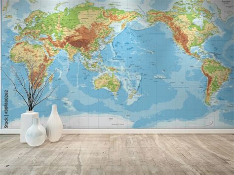 Fototapeta Mapa Wiata Fizyczna
